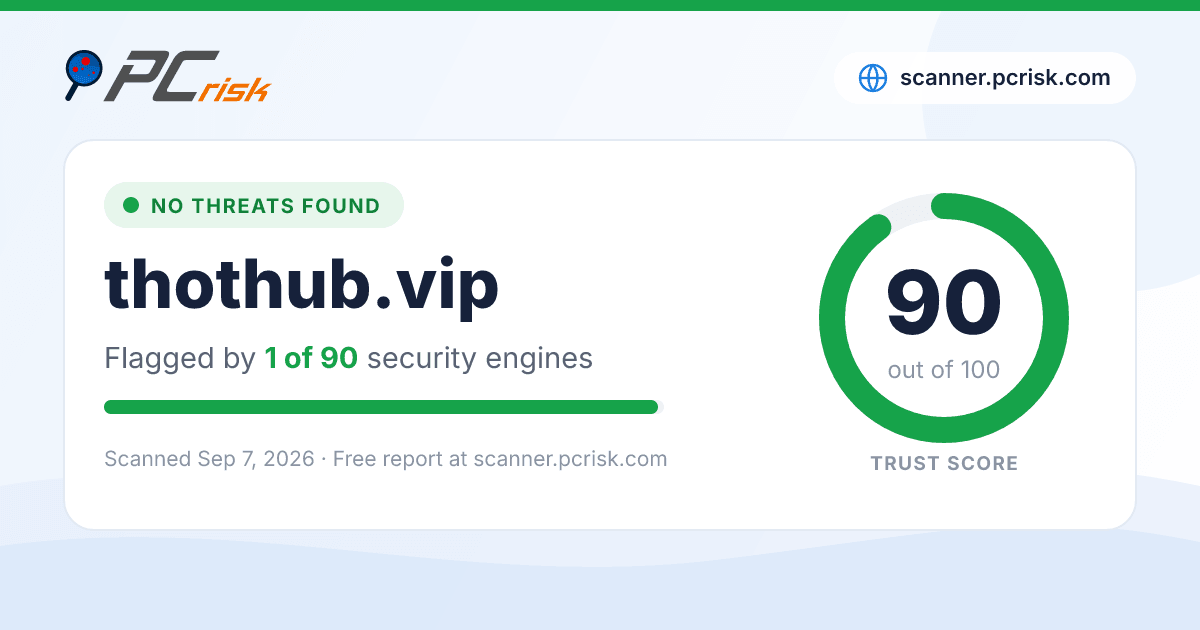 Is Thothubvip Safe Security Scan Report Pcrisk
